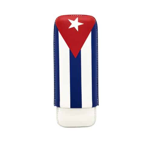 Leather Case Cuban Flag for 2 Cigars (4071)
