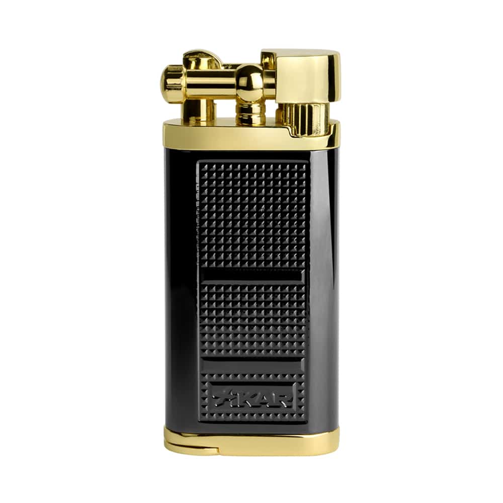 XIKAR - Pipeline Angled Candle Flame Pipe Lighter Black Gold (595BKGD)